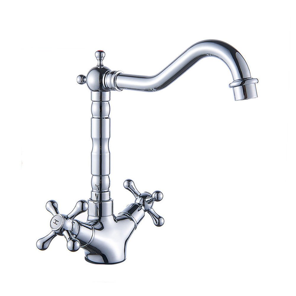 Victorian Traditional Twin Cross Handle Kitchen Sink Mono Mixer Tap ...