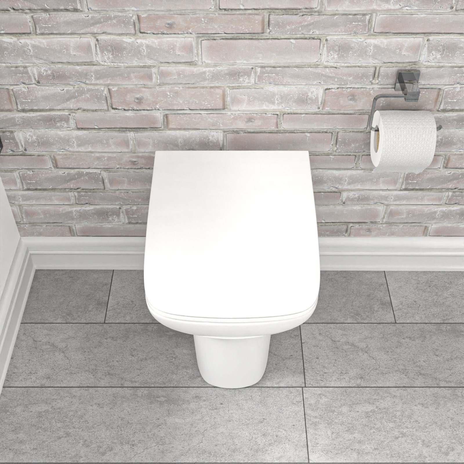 White Square Shape Back to Wall Toilet with Soft Close Slim Seat ...