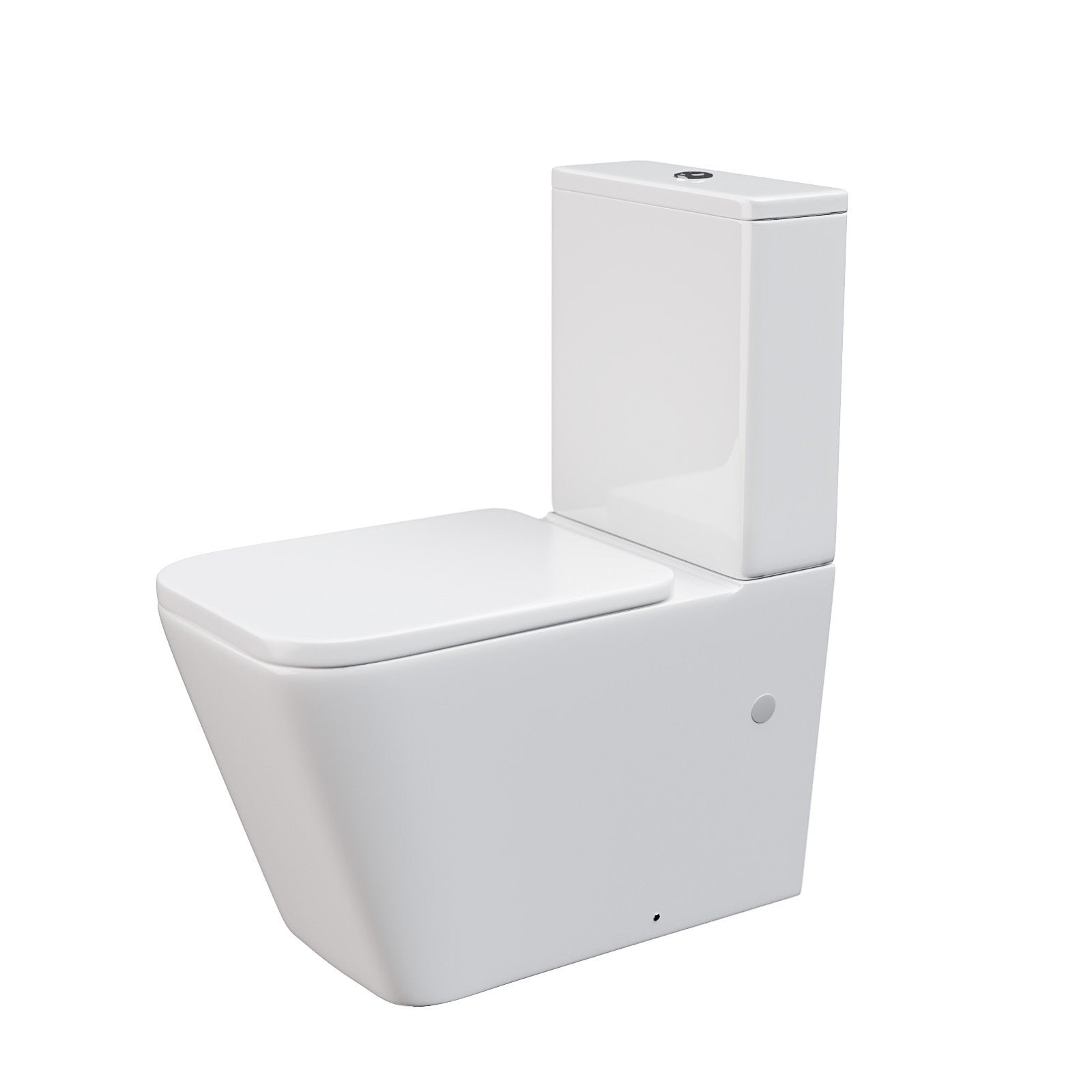 Modern Square Rimless Closed Coupled WC Toilet with Seat and Cistern ...
