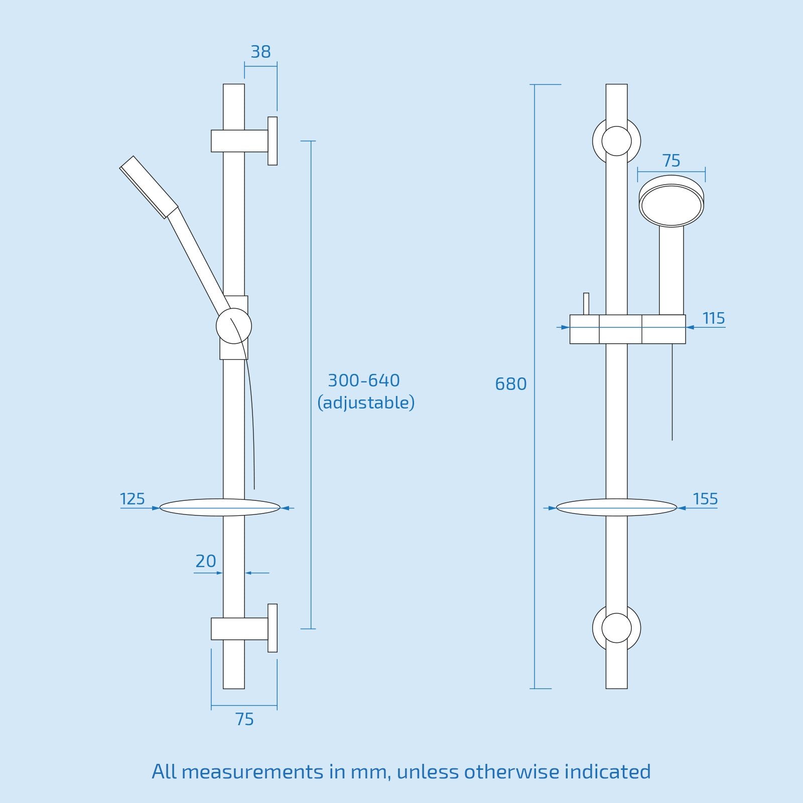 Emso Round Exposed Chrome Thermostatic Shower Valve. Slider Rail ...